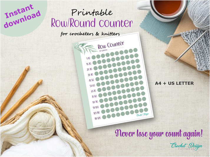 Row/round counter printable document for crochet and knitting – Crochet ...