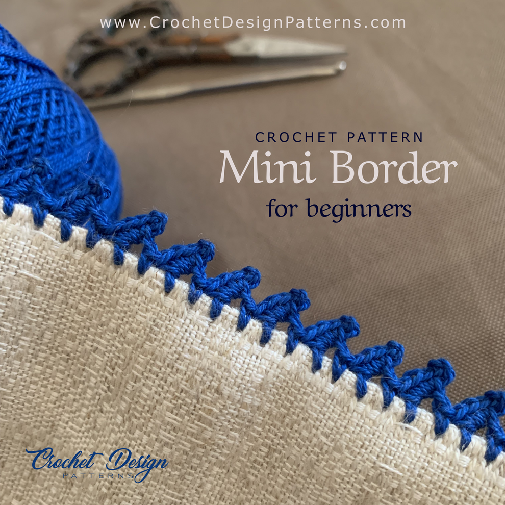 4 Crochet Mini Borders on fabric for Beginners + Free Gift! | PDF Patt ...